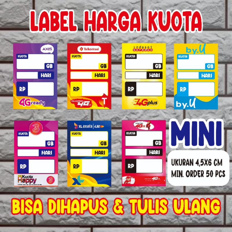 ( Removable & RECYCLED) Data Package Price Label/Kuota/Voucher MINI ...