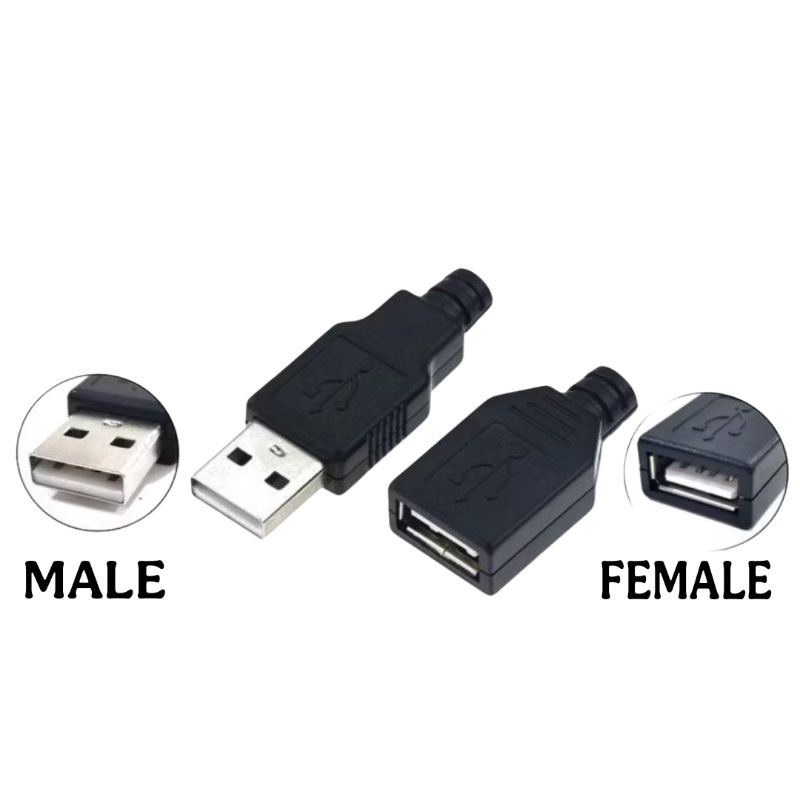 Usb Socket 4 Pin Plug Socket Connector Male Female Female Shopee Malaysia
