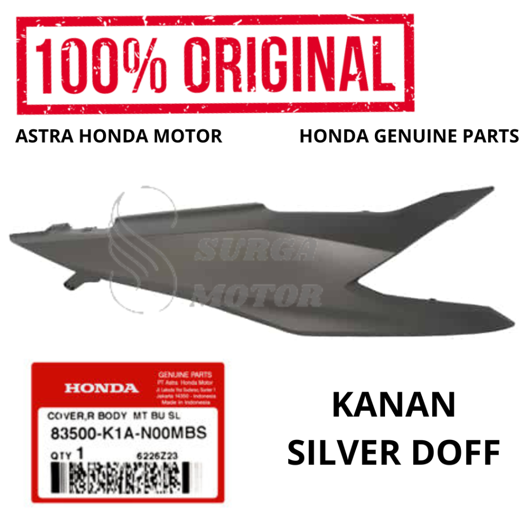 Body Cover Tebeng Rear Right Shield Silver Doff BeAT K1A LED Original ...