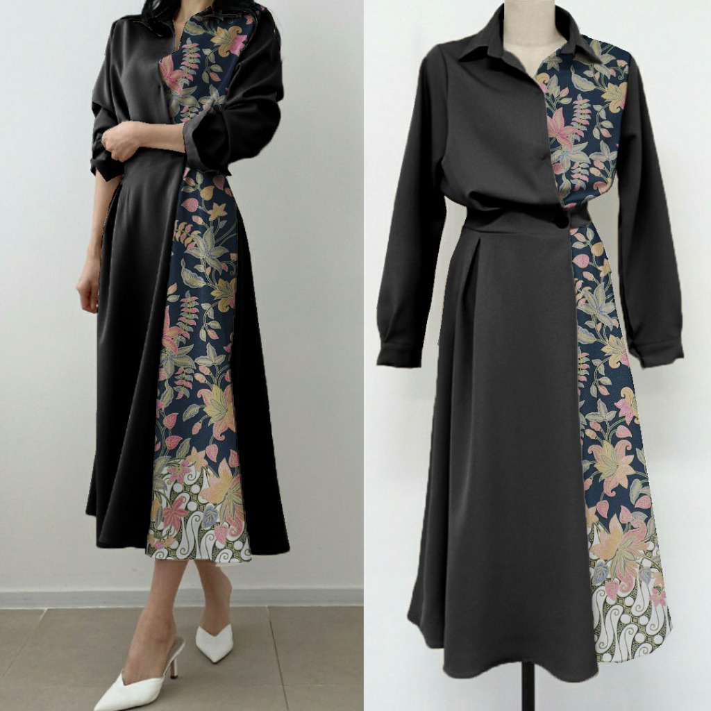 Modern Women's Dress, Korean Style Batik Dress, Nakala Nala, Long ...