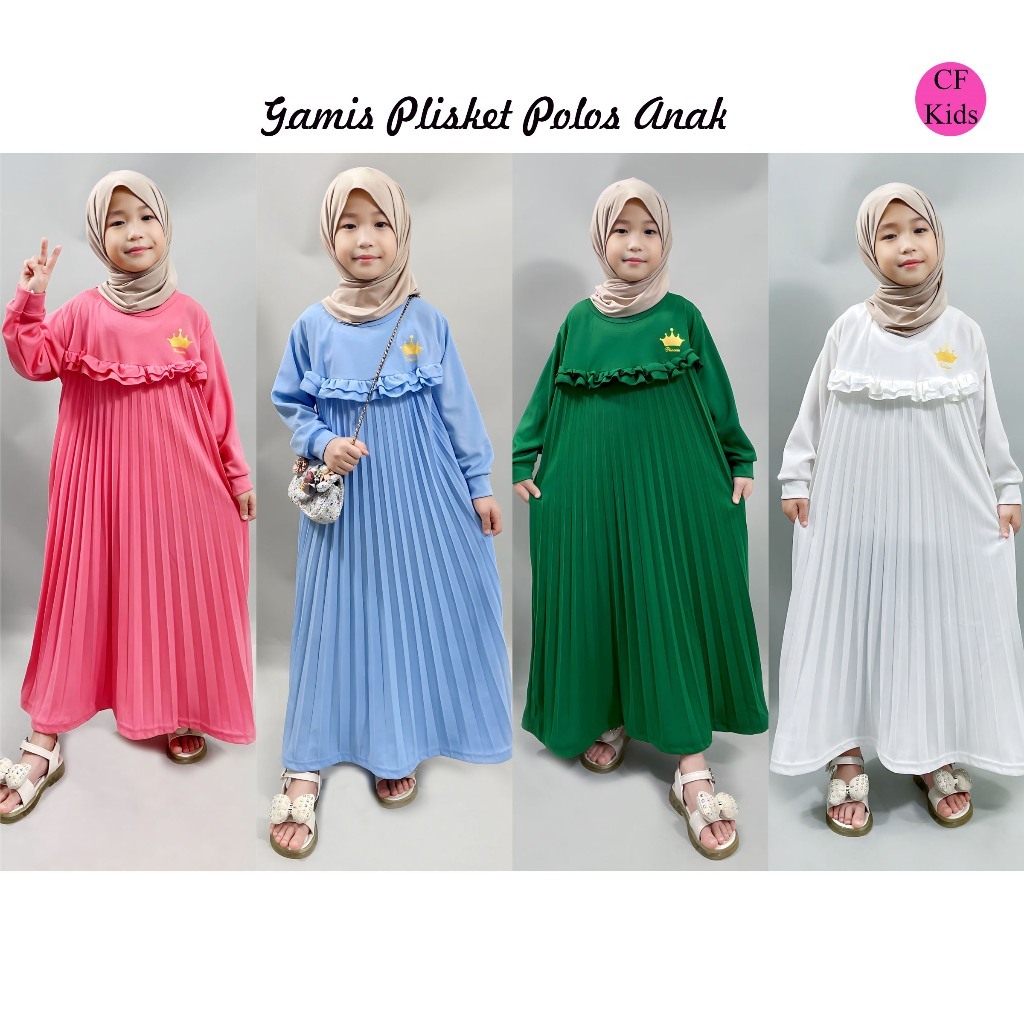 PUTIH HIJAU Kinara - Gamis dress, plisket skirt, girls, women, age 1 2 ...