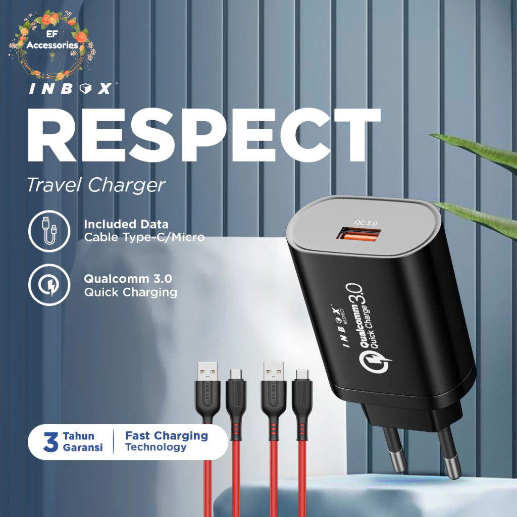 Inbox RESPECT MICRO USB CABLE CHARGER SET / TYPE-C ANDROID CASAN HEAD ...