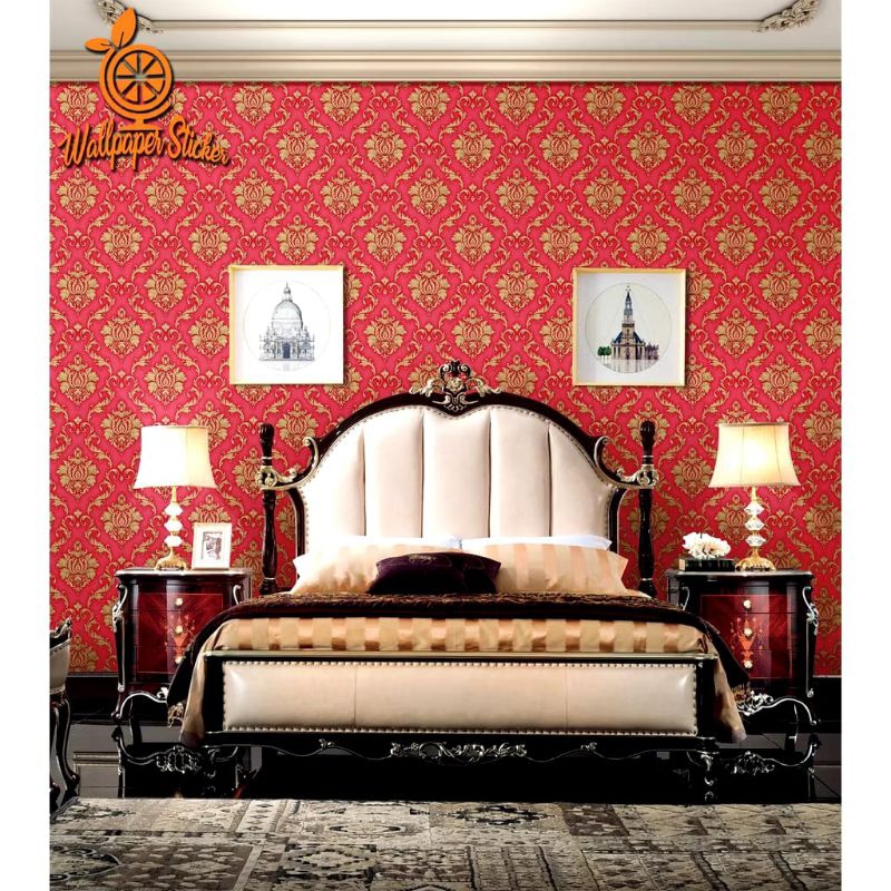 MERAH Aesthetic Wall Wallpaper Red Batik Motif Wall Wallpaper Room Wall ...