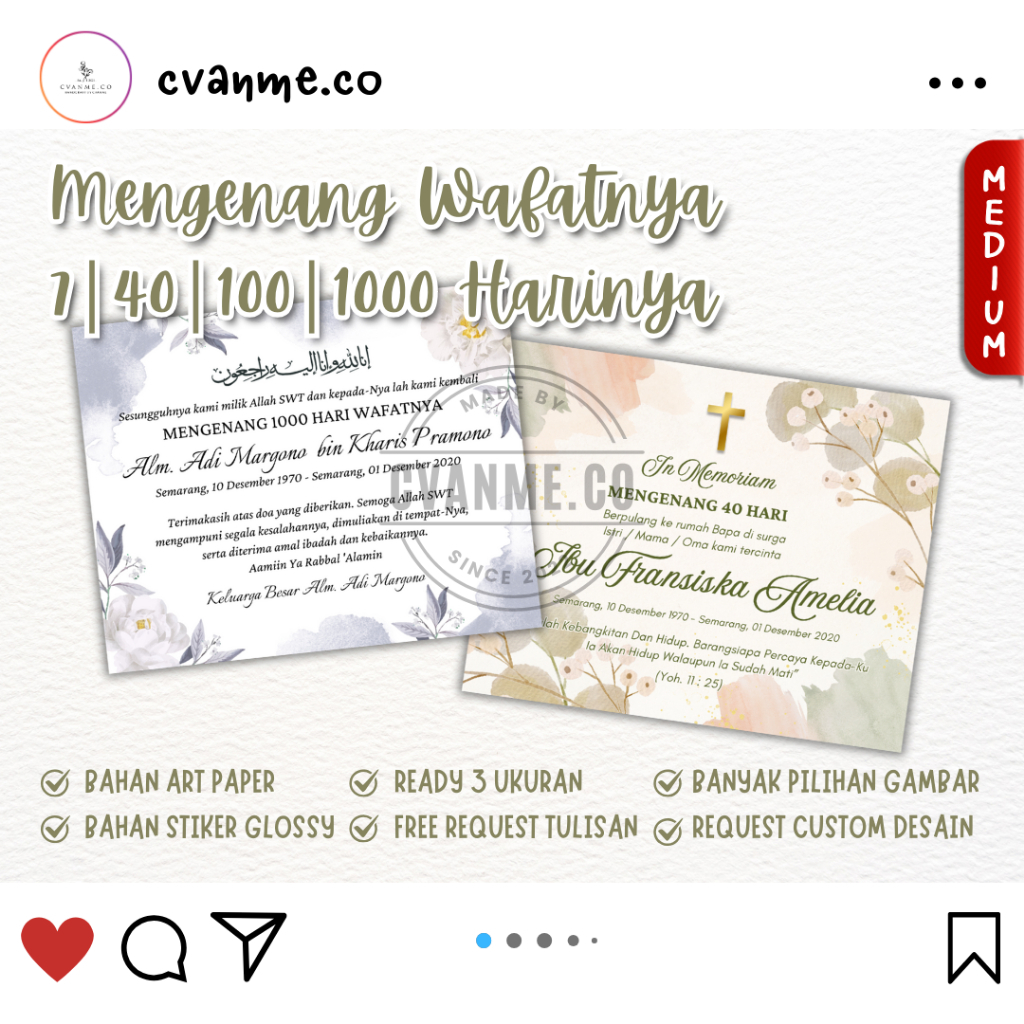 M | Print Cards / Stickers Commemorate 40 | 100 | 1000 Days of Death ...