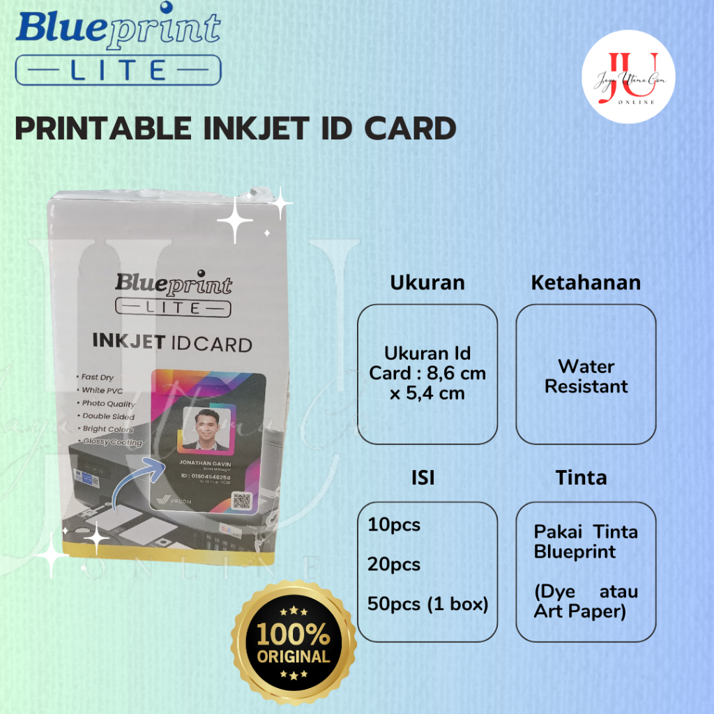 Blueprint ID Card Plain Printable Inkjet ID Card 8.6 x 5.4cm for Epson ...