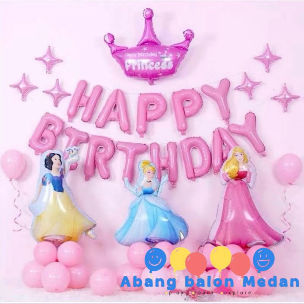 Foil BALLOONS HBD BIRTHDAY PRINCESS DISNEY SNOW WHITE CINDERELLA AURORA ...