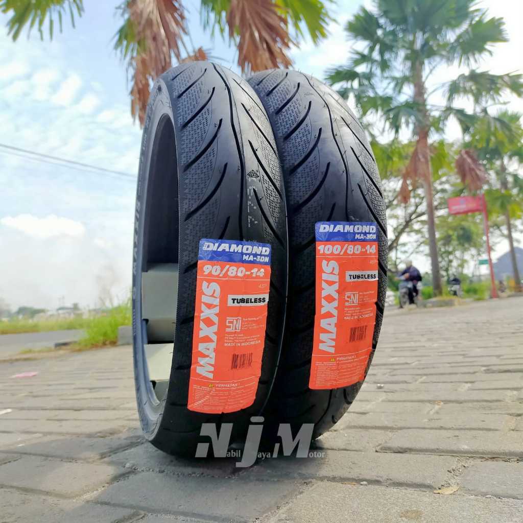 Maxxis Diamond Motorcycle Tire Package 90/80-14 and 100/80-14 Tubeless ...
