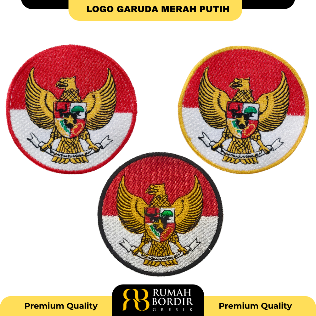 MERAH PUTIH RED AND WHITE GARUDA INDONESIA LOGO EMBROIDERY | Shopee ...