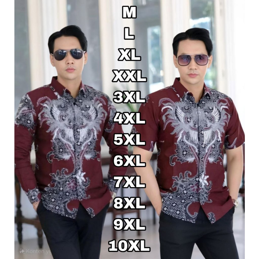 KEMEJA ARON MEN'S BATIK SHIRT BURGUNDY MARUN JUMBO COLOR SIZE M L XL XXL 3XL 4XL 5XL 6XL 7XL 8XL ...