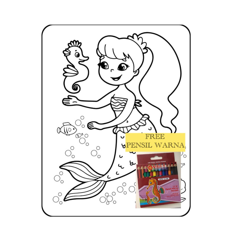 50 Pages of Mermaid Theme Children's Coloring Sheets for Ages 2 3 4 5 6 ...