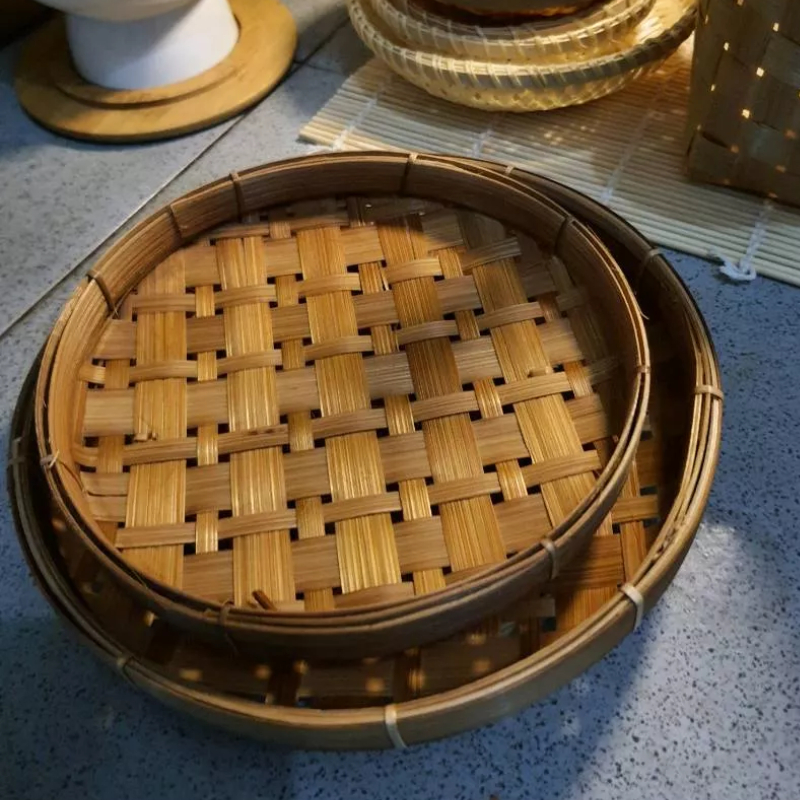 ROUND BAMBOO PLATE | ROUND BAMBOO LALAP PLATE | Bamboo Woven Fried Food ...