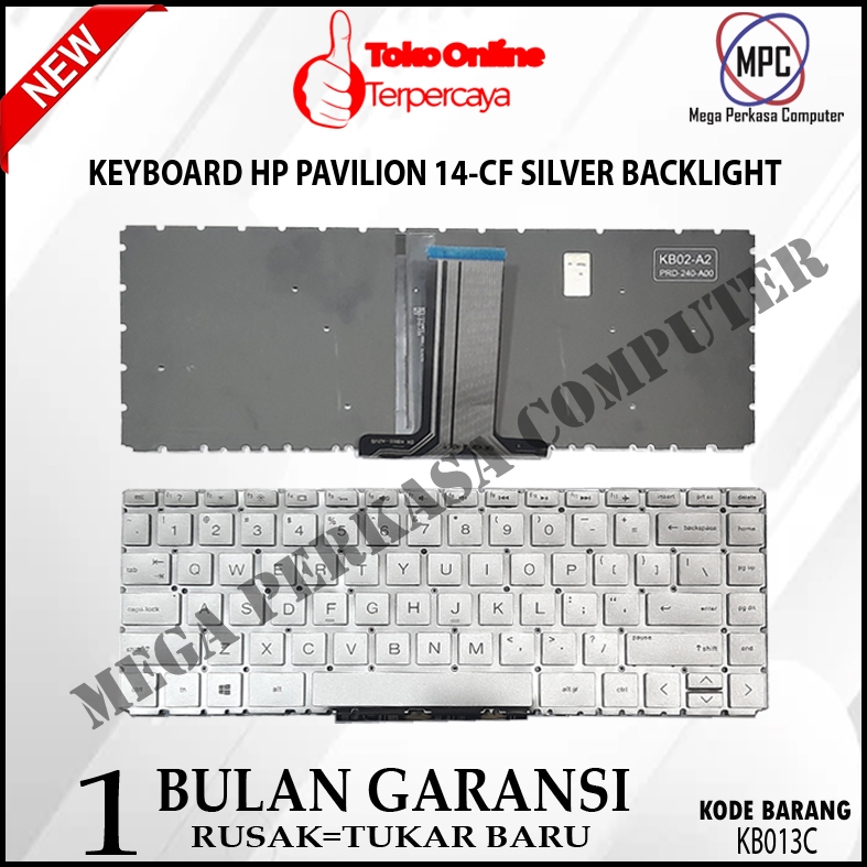 Hp Pavilion 14-cf 14-df 14-dk 14-dg Silver Backlight Keyboard | Shopee ...