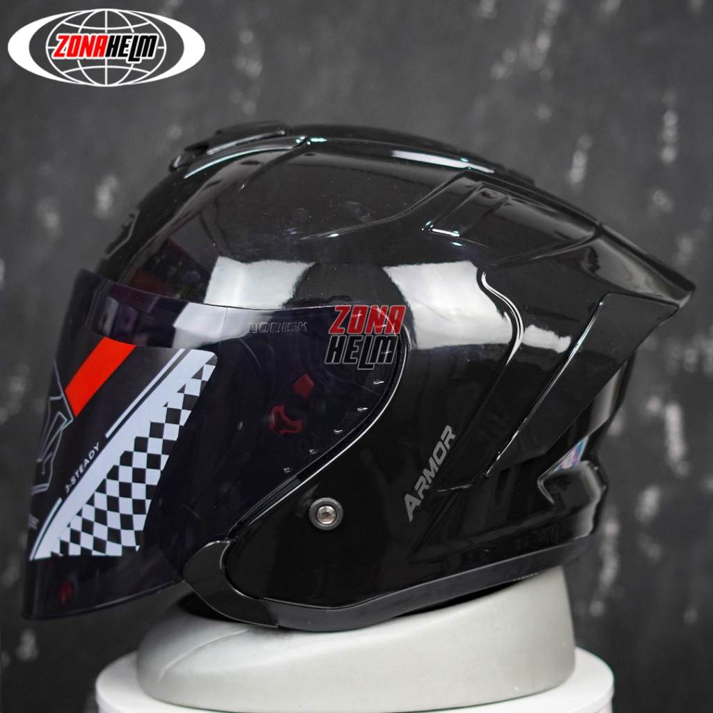 Original JS ARMOR Solid Black Glossy Half Face Helmet | Shopee Malaysia