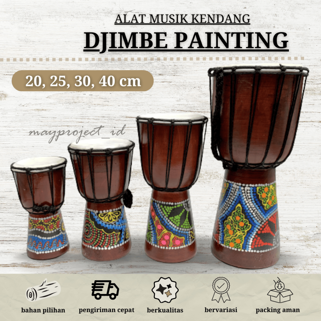 Jimbe Kendang Musical Instrument Djimbe Painting Kendang size 20 25 30 ...