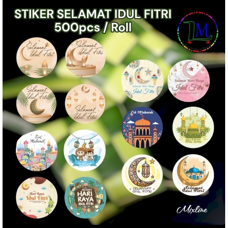 Round Stickers Happy Eid Al-Fitr Eid Ramadhan 500pcs/Roll | Shopee Malaysia
