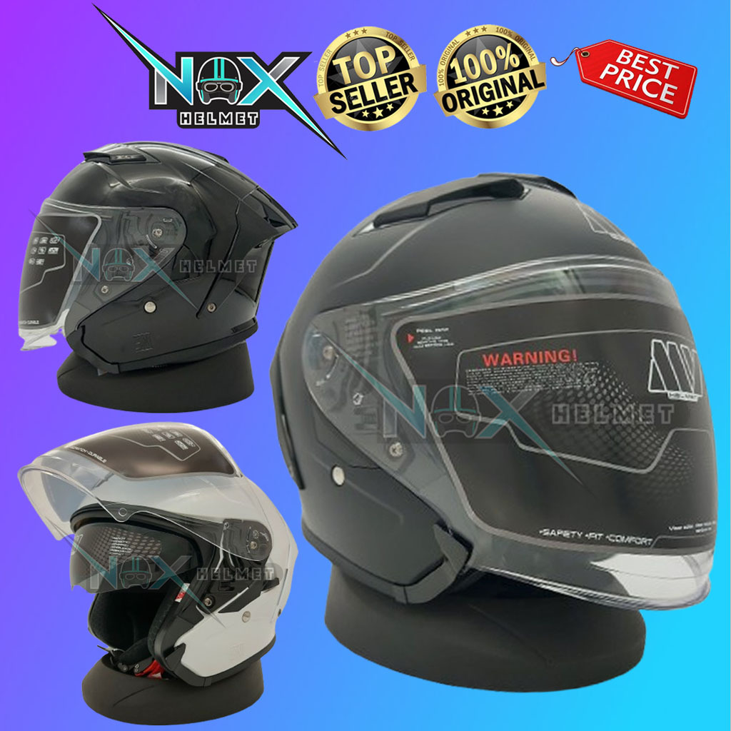 MY HELMET D3 Spoiler Solid Polos Double Visor Half Face Helmet | Shopee ...