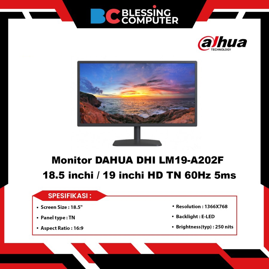 Monitor DAHUA DHI LM19-A202F 18.5 inch / 19 inch HD TN 60Hz 5ms | Shopee Malaysia