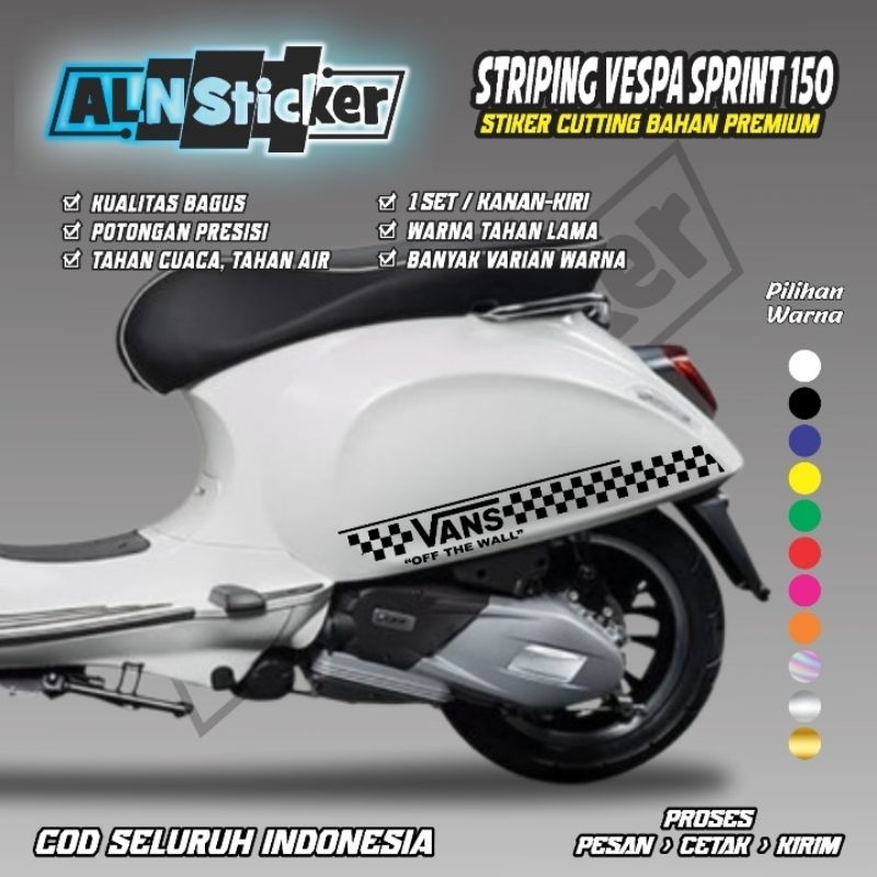 Checkered Vans Trim cutting Sticker For vespa sprint Motorcycle/Cool ...