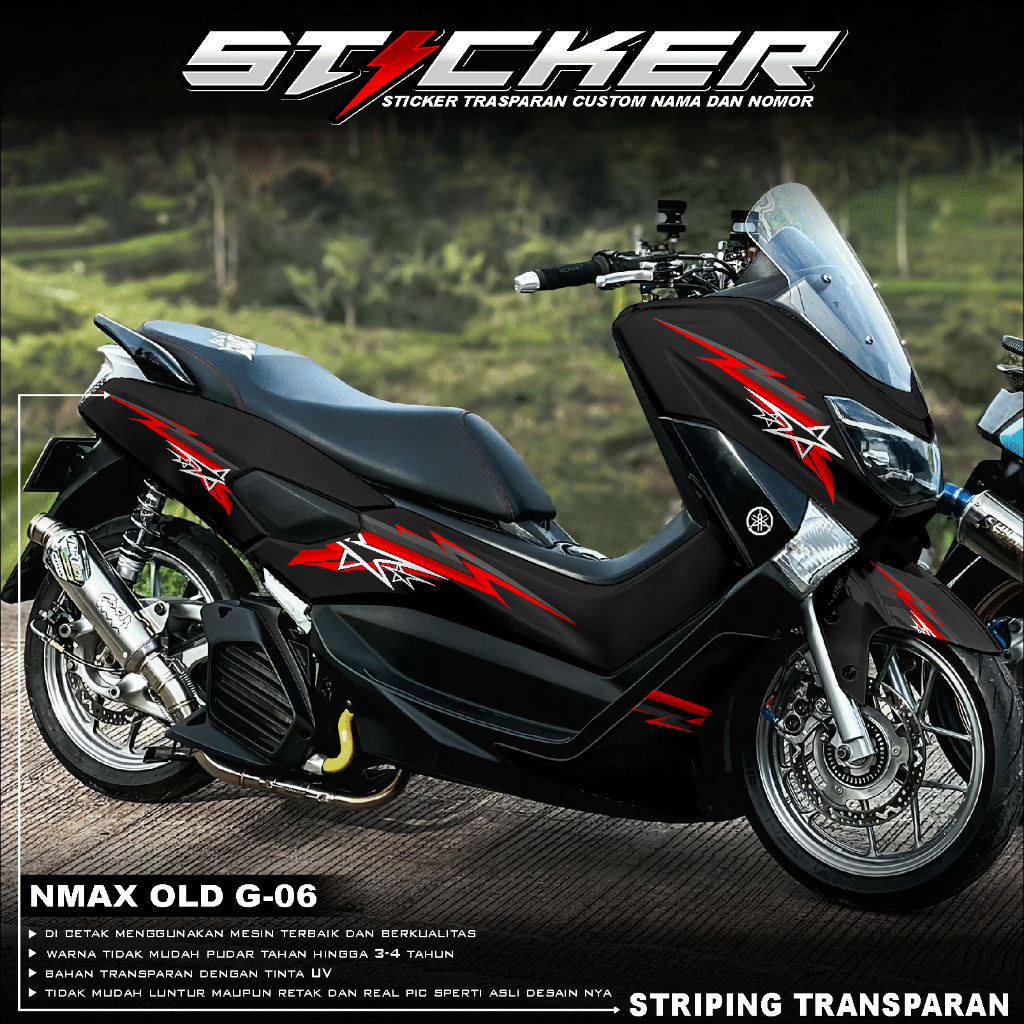 Sticker Striping Transparent UV Nmax OLD VVA Simple List Nmax 2016 2017 ...