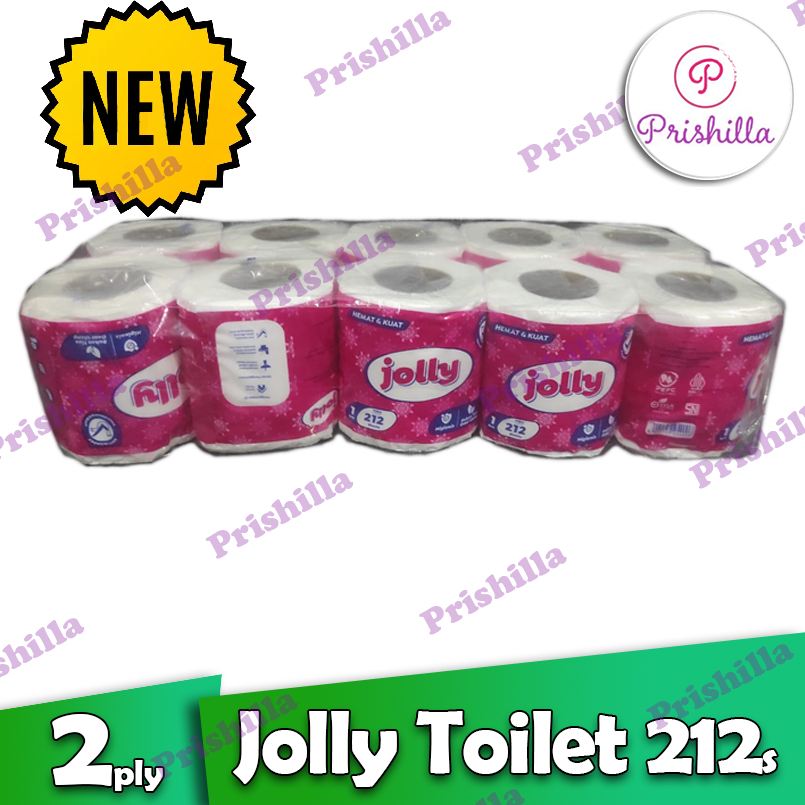 Jolly Toilet Core Tissue 10 rolls 212sheets 2ply Embossed Economical ...