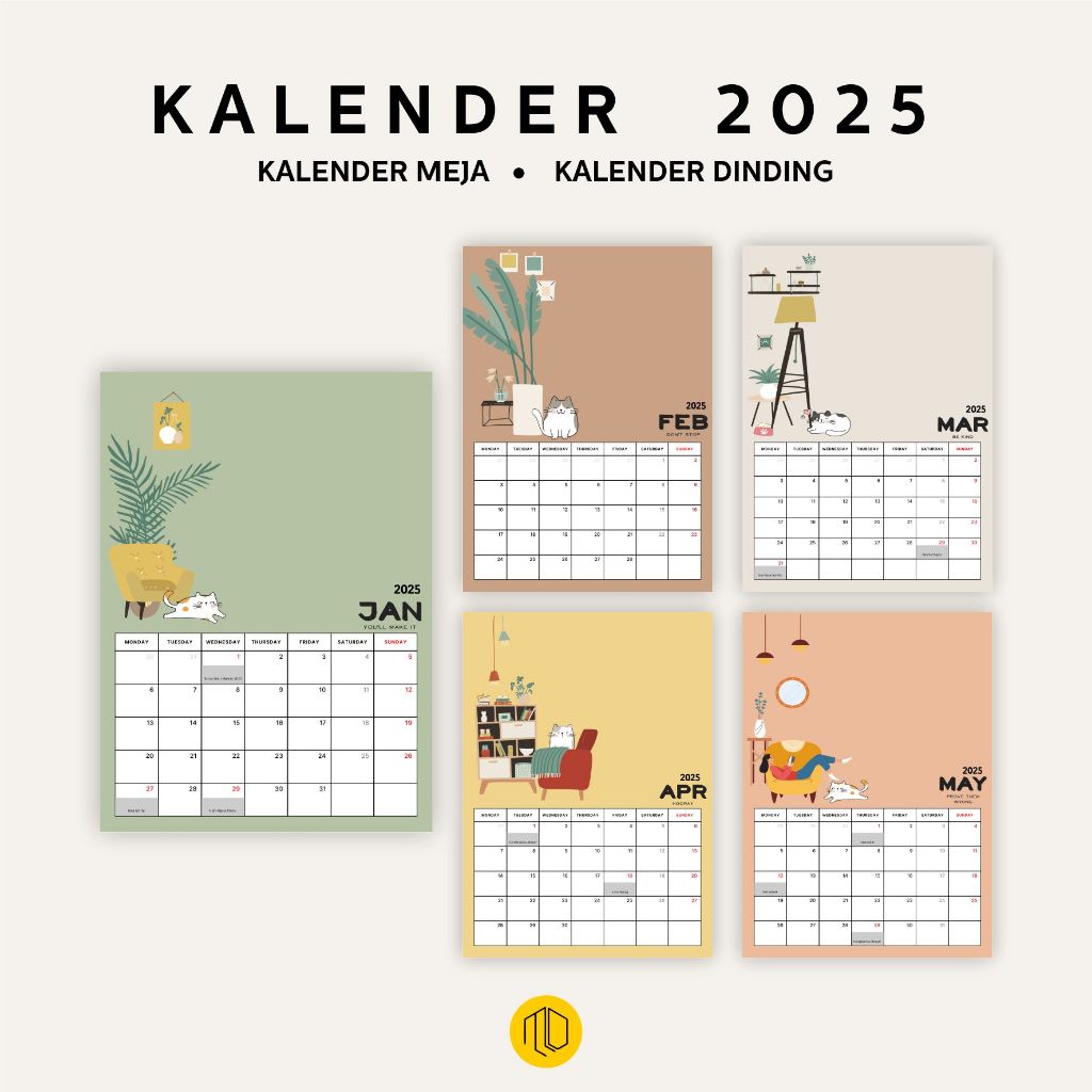 12-month AESTHETIC Wall Calendar 2025 CUSTOM DIGITAL Calendar Paste ...