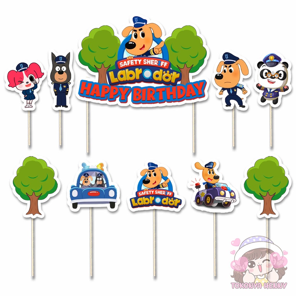 Cake Topper Children's Birthday Cake Decoration with SAFETY Sheriff ...