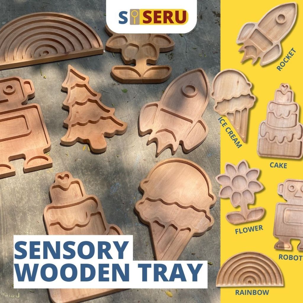 KAYU Siseru Wooden Sensory Tray Character - Character Container for ...