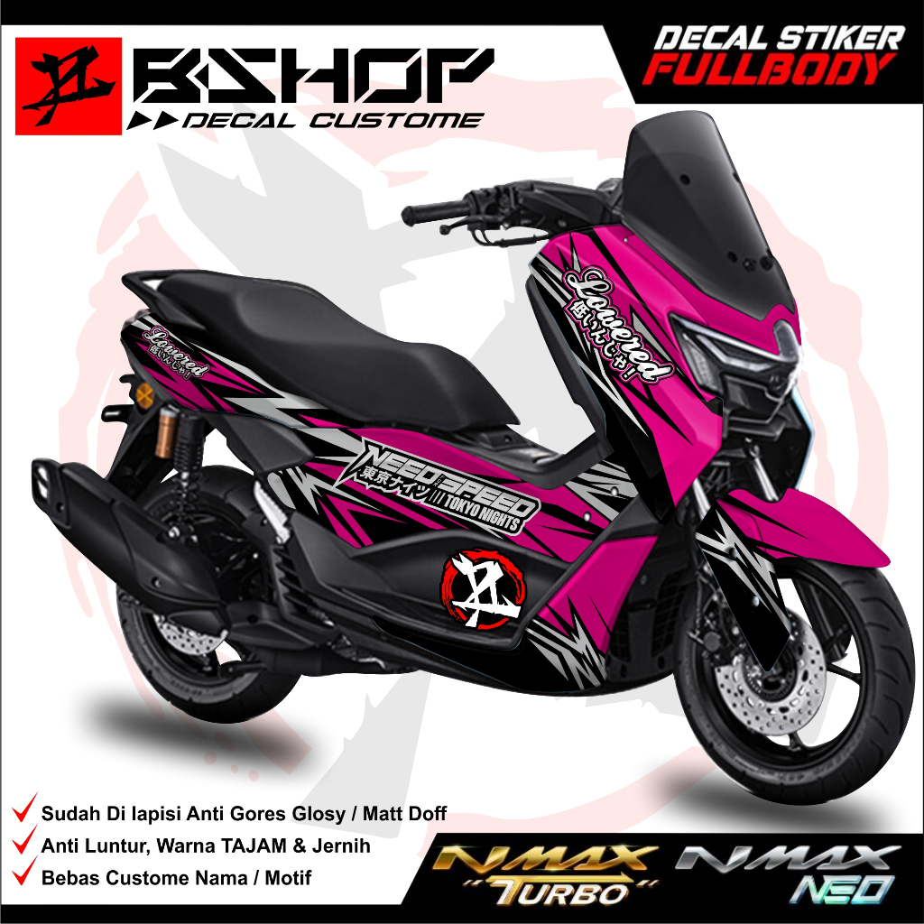 New Nmax Turbo Neo Decal, NFS Tokyo Kanji Motif Variations in Color ...