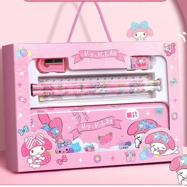 Kuromi STUDY PENCIL BOX SET SANRI0O STATIONARY SET 6 IN 1 MY MELODY ...