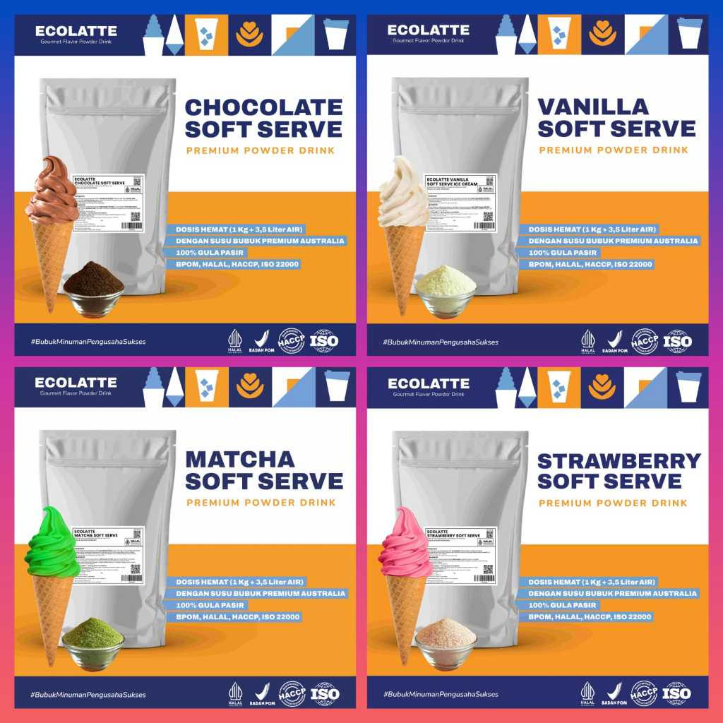 (ES Cream) ECOLATTE ICE CREAM SOFT SERVE POWDER 1kg Contemporary ICE ...