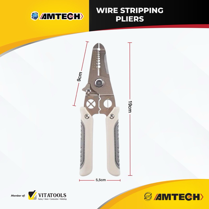 Amtech 9 inch 6in1 Multifunction Cable Stripping Pliers/6 in 1. Wire ...