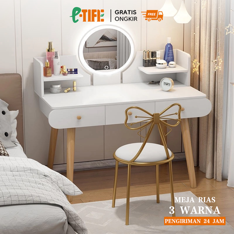 E-tife Minimalist Aesthetic Dressing Table / Led Light Dressing Table ...