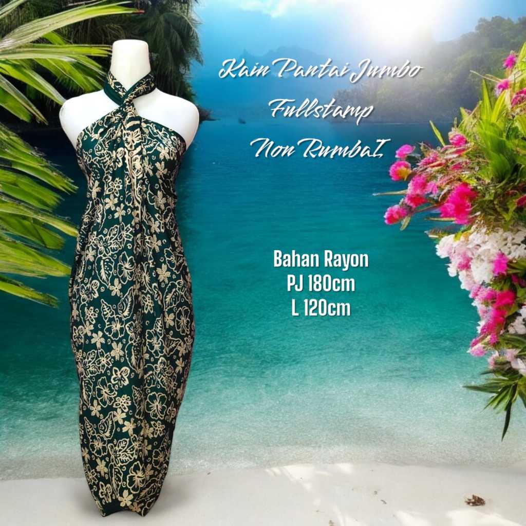 Jumbo Thick Bali Beach Fabric With Full Stem Motifs - Bali Beach Fabric ...