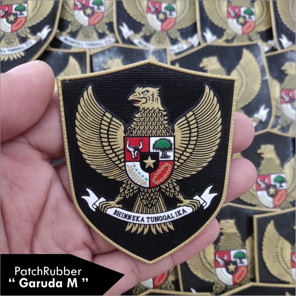 Garuda M rubber Patch - embossed rubber logo ready to iron on (uk. 6 ...