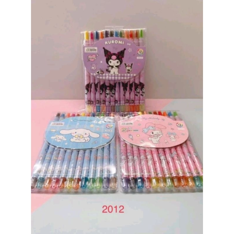 Sanrio 12 color rotating crayons sanrio / 12 color kuromi rotating ...