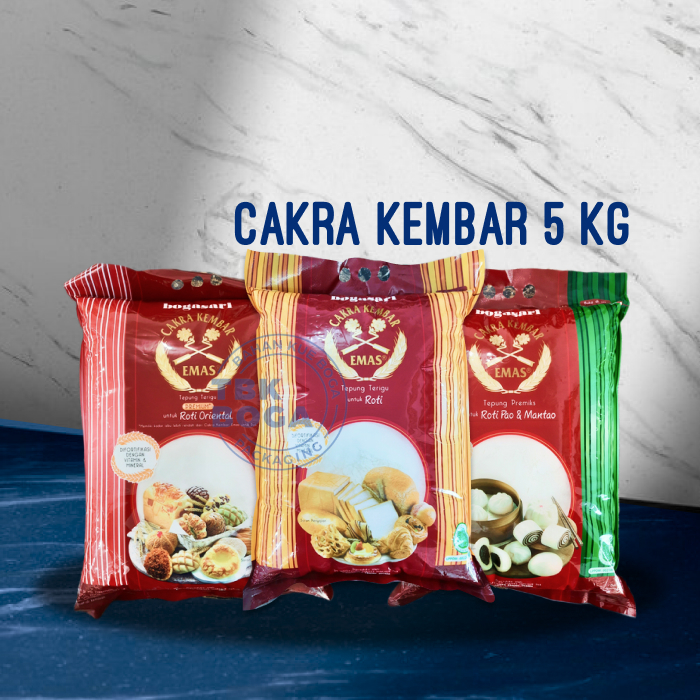Twin Chakra Flour 5 Kg (Pao, Bread, Oriental) Bogasari High Protein ...