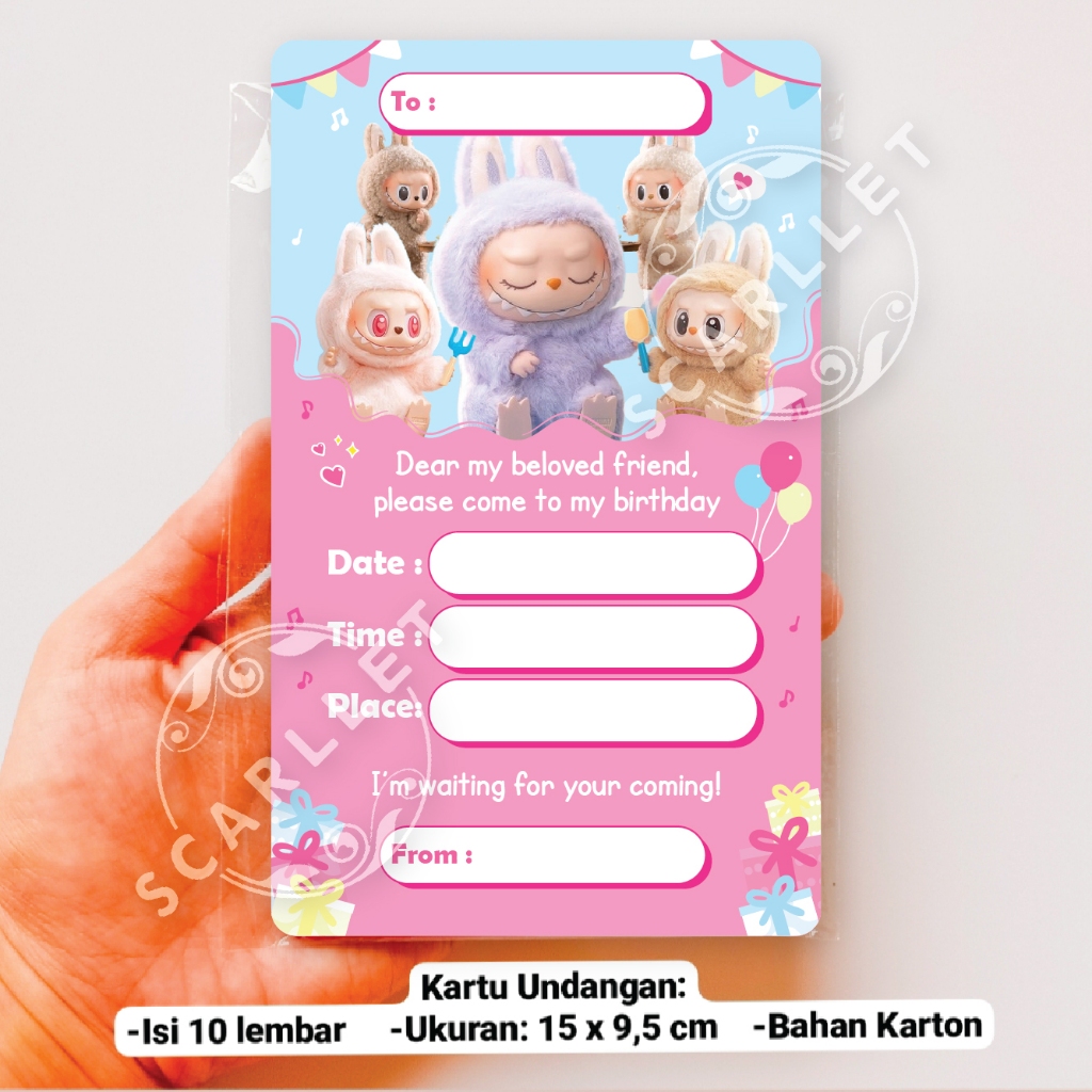 Labubu POP MART INVITATION CARD BIRTHDAY BIRTHDAY CONTAINS 10 HAPPY ...