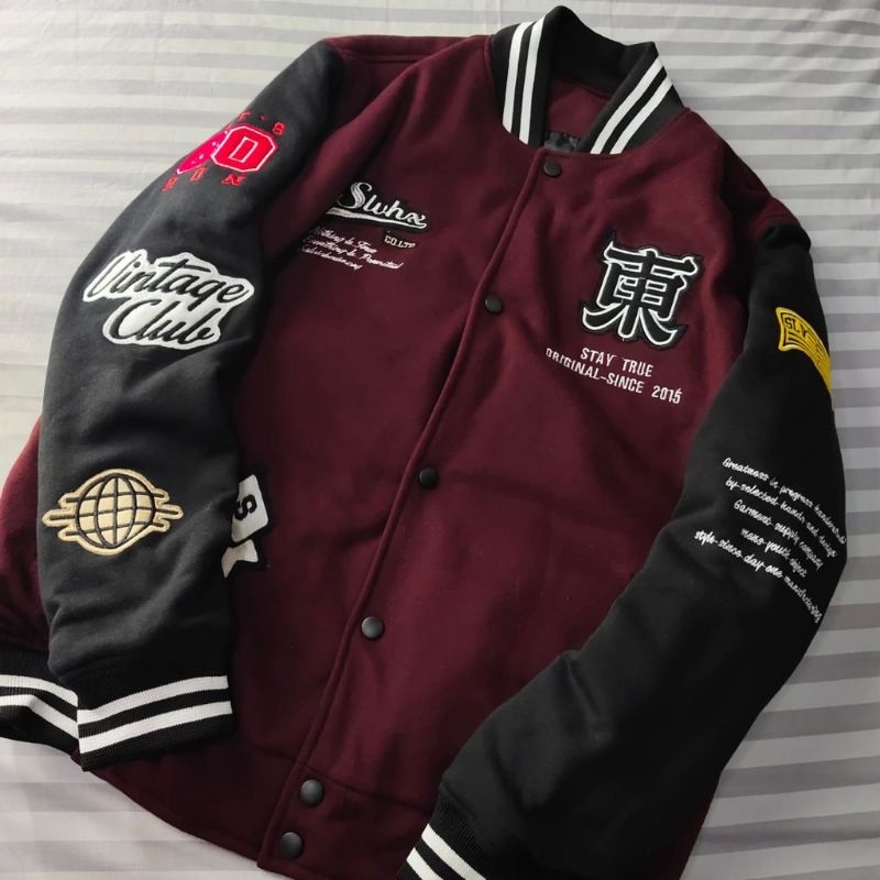 Varsity Baseball Jacket Original FULL Embroidery - Varsity Bomber ...