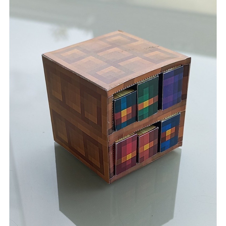 Papercraft Minecraft Block Bookshelf (finished form as in photo and ...