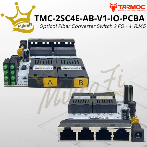 Tarmoc TMC-2SC4E-AB-V1-IO-PCBA | Media Converter Switch 2FO 4LAN / 2 FO 4 LAN 10/100Mbps POE IN ...