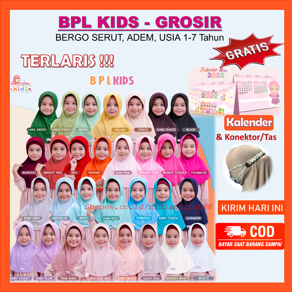 Miulan BPL KIDS BERGO PLAIN LAURA CHILDREN 1-7TH HIJAB JERSEY DRAWING ...