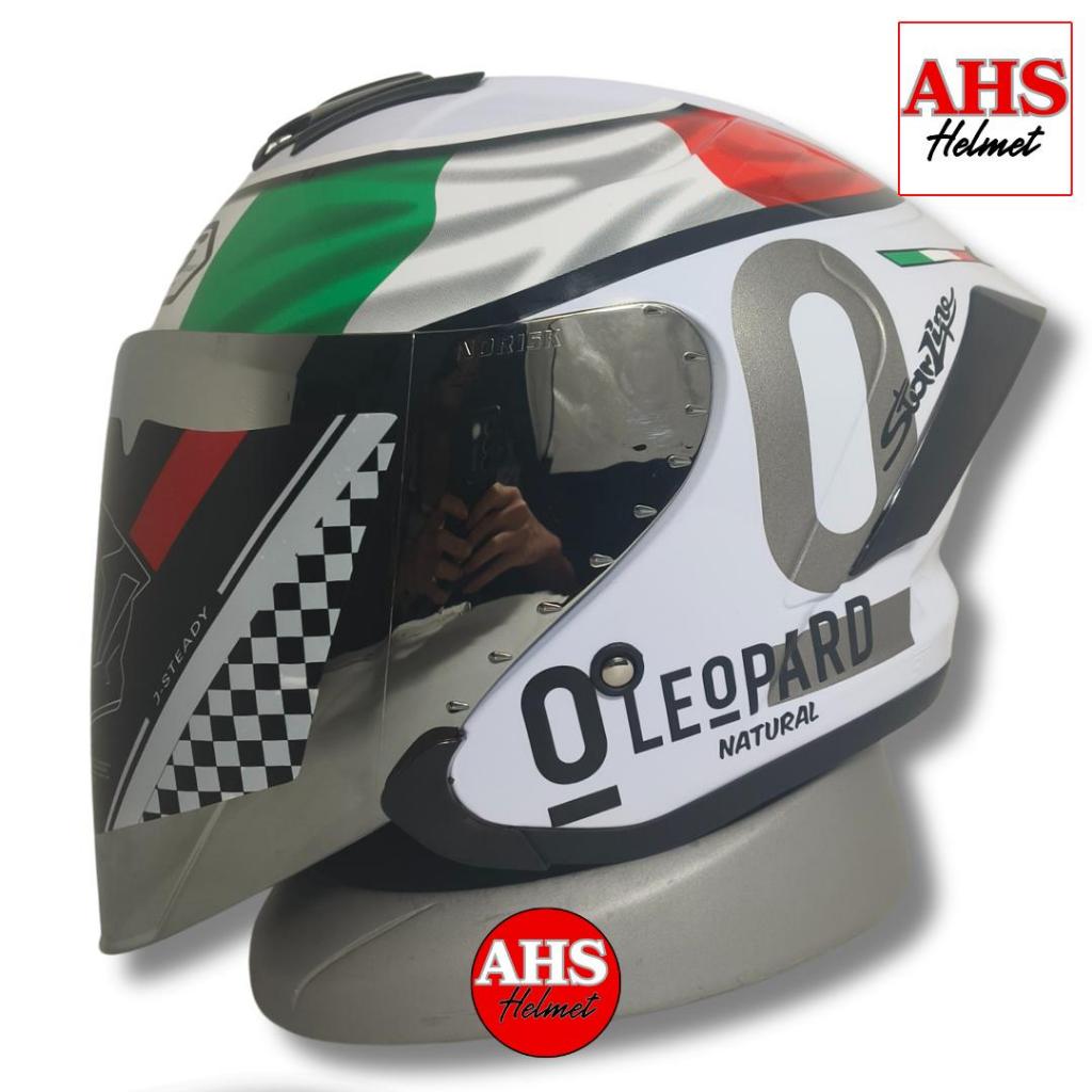 Js ARMOR LEOPARD MOTIF HALFFACE SINGLE VISOR HELMET STANDART SNI ...