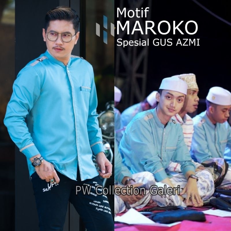 PUTIH HITAM KEMEJA Men's Koko Shirt Uniform Long Sleeve Moroccan ...