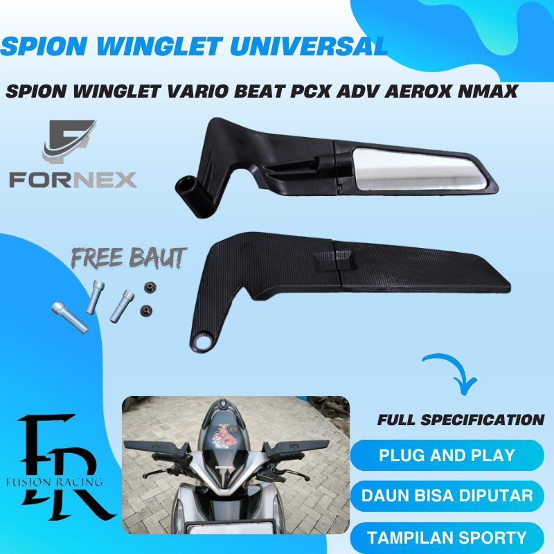 Universal WINGLET MIRRORS VARIO BEAT PCX NMAX AEROX ADV MIO ALL DUCK ...