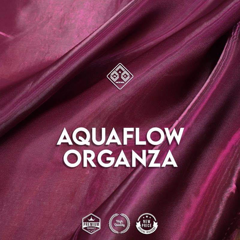 Glass Fabric AQUAFLOW Organza MILKY Metallic Plain Premium Per 0.5m ...