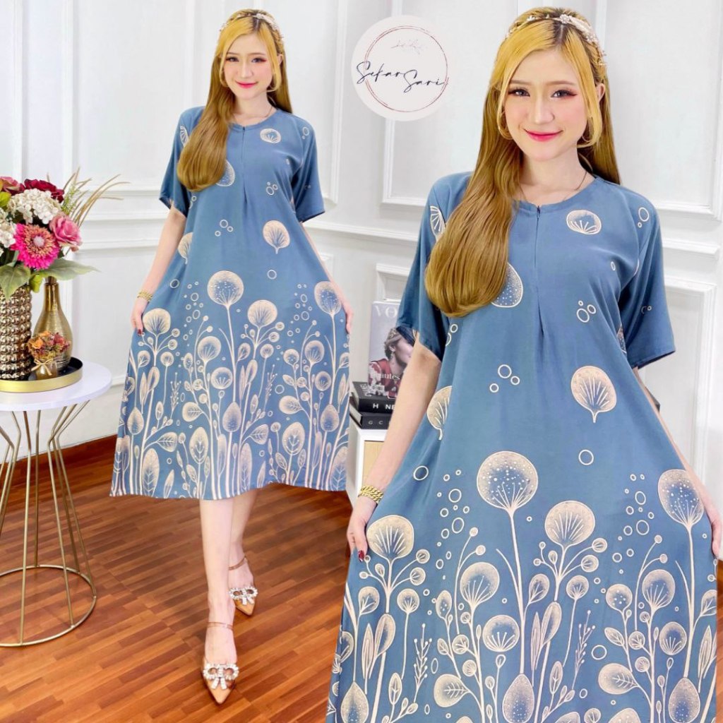 Women's Rayon Grade A Busui Daster Front Zipper Modern Daster Nightgown ...