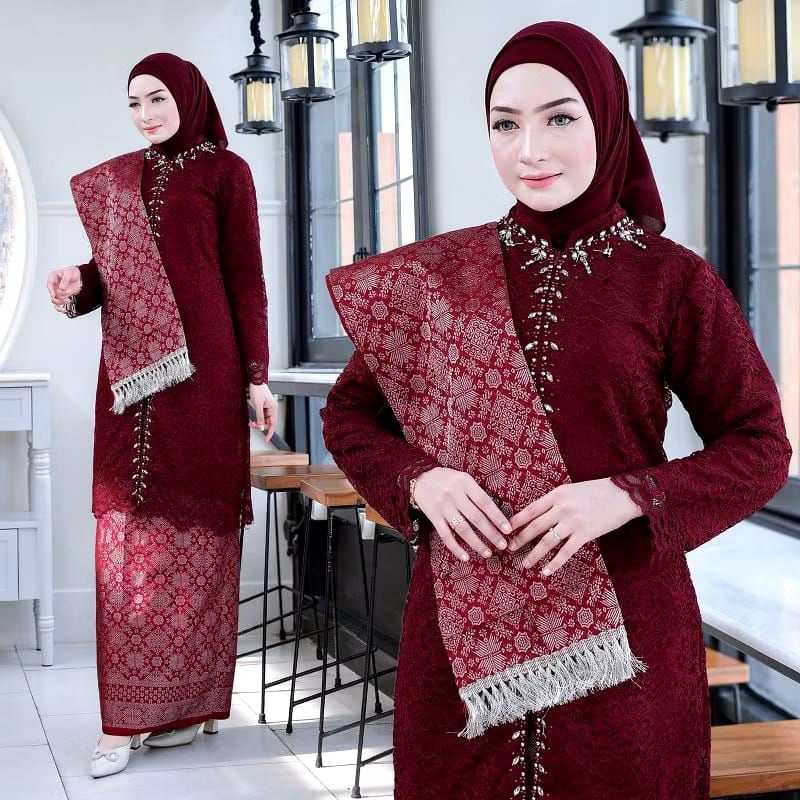 One Set kebaya Baju Kurung Brocade Songket Shawl / Baju Kurung Malaysia / Baju Kurung Melayu ...