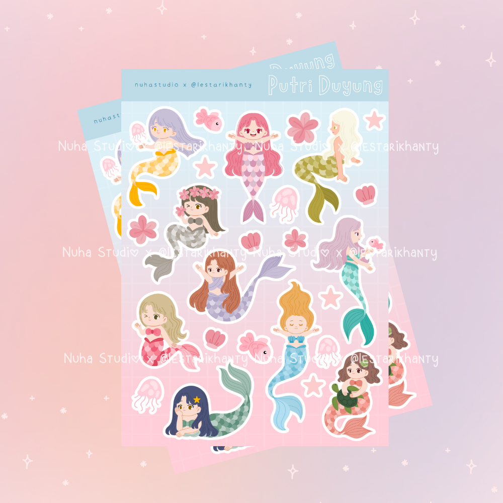 Sticker by stabilkhanty | Mermaid Sea Star Female Shells Jellyfish ...