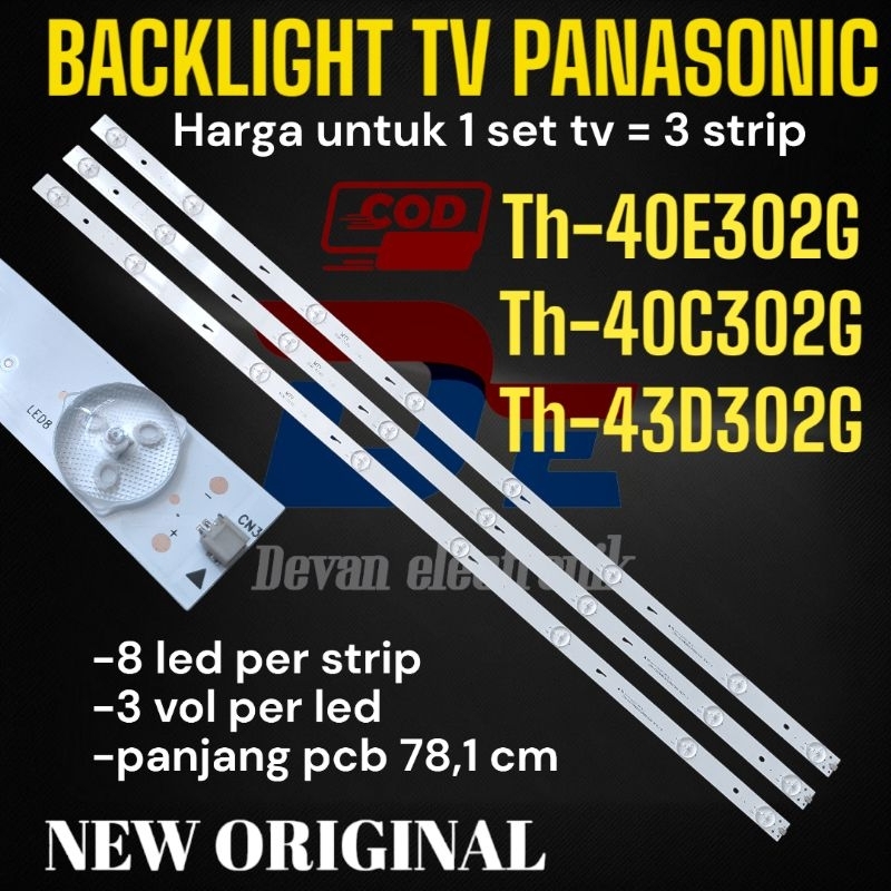 Panasonic TV BACKLIGHT LIGHT TH 40D302G TH 40C304 8K 3V LED HEAT ...
