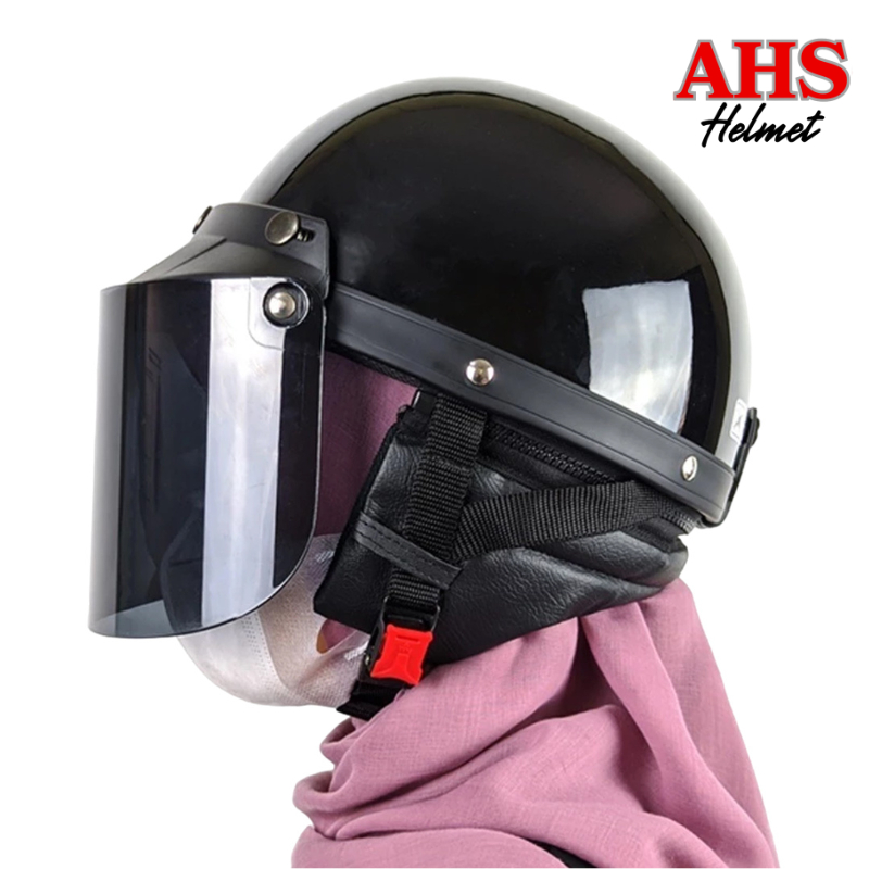 Retro CHIP ZAMB HELMET FLAT GLASS PACKAGE SMOKE SOLID SNI STANDART ...